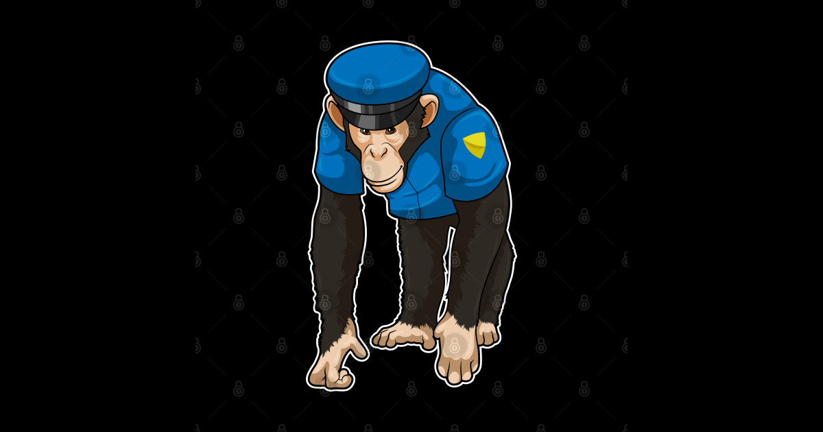 Monkey as Police officer with Uniform - Monkeys - Sticker | TeePublic
