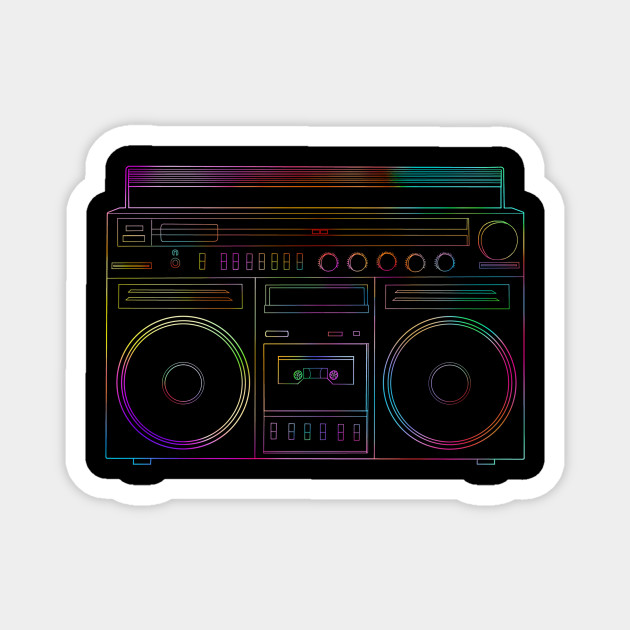 Old School Retro Neon Outline Boombox - Boombox - Magnet | TeePublic