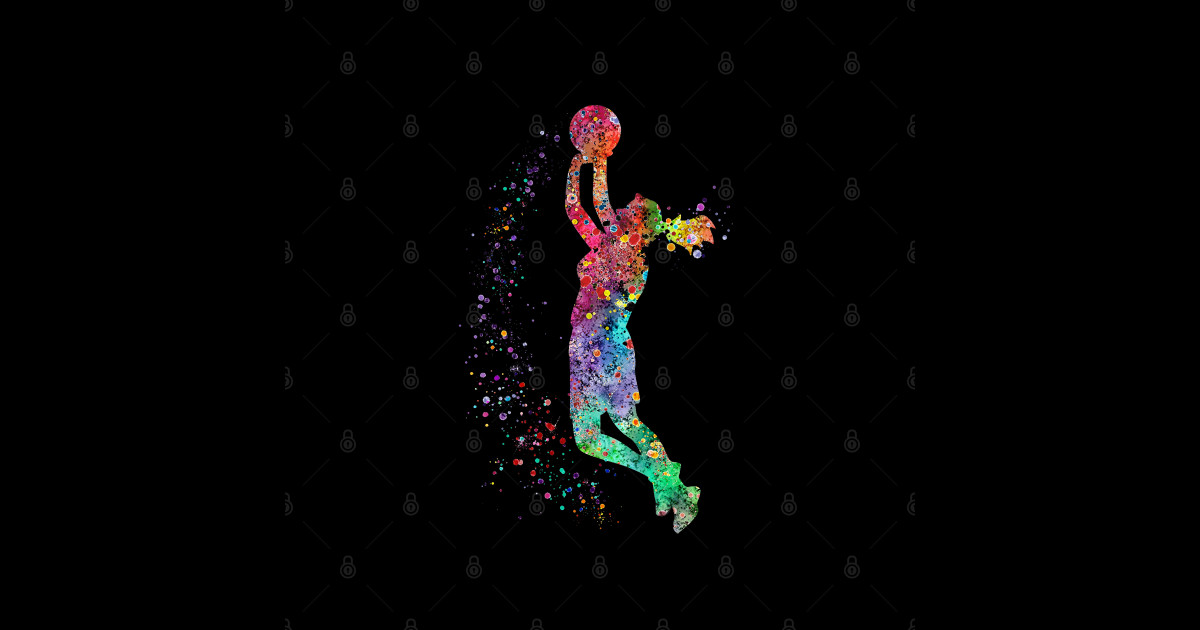 Girl Basketball Painting Watercolor Art Print Sports Gifts - Basketball ...