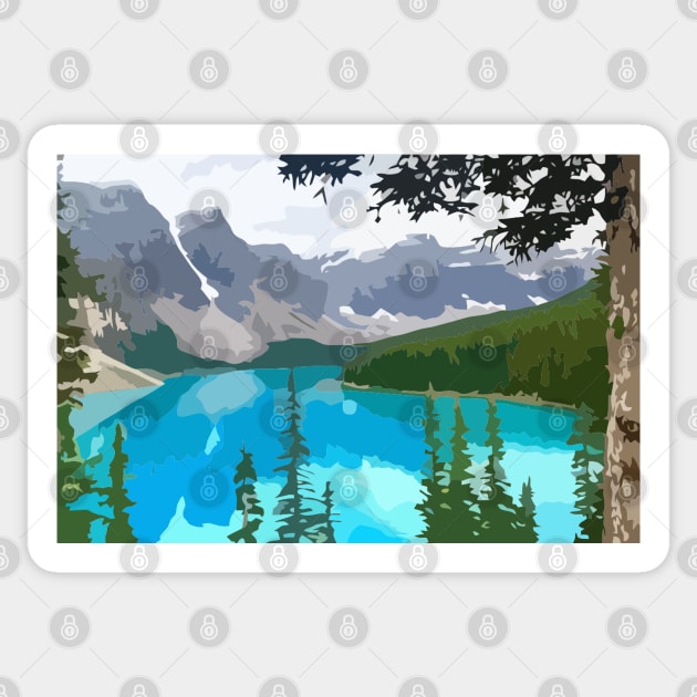 Lake Louise Digital Painting - Lake Louise - Sticker | TeePublic