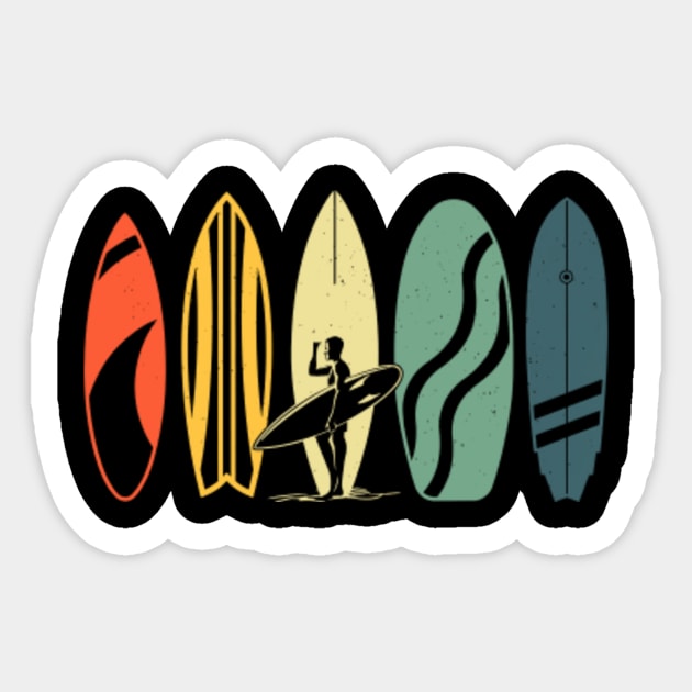 Surfboard Vintage Surfing Surfer - Surfing - Sticker | TeePublic