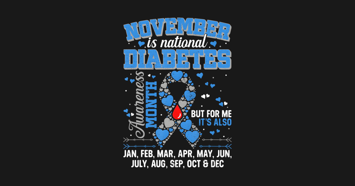November Is Diabetes Month Blue And Gray Ribbon - Diabetes Awareness ...