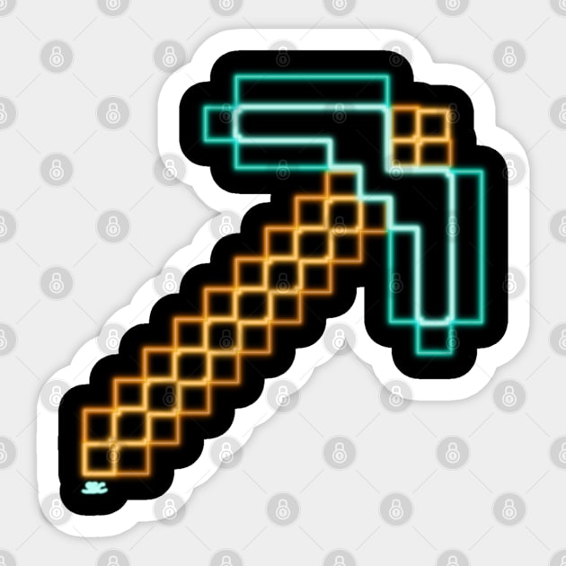 Neon Diamond Pickaxe - Minecraft - Sticker | TeePublic