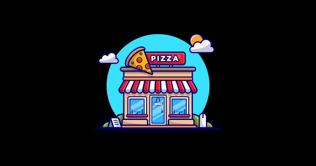 Pizza Shop Cartoon Vector Icon Illustration - Pizza - T-Shirt | TeePublic