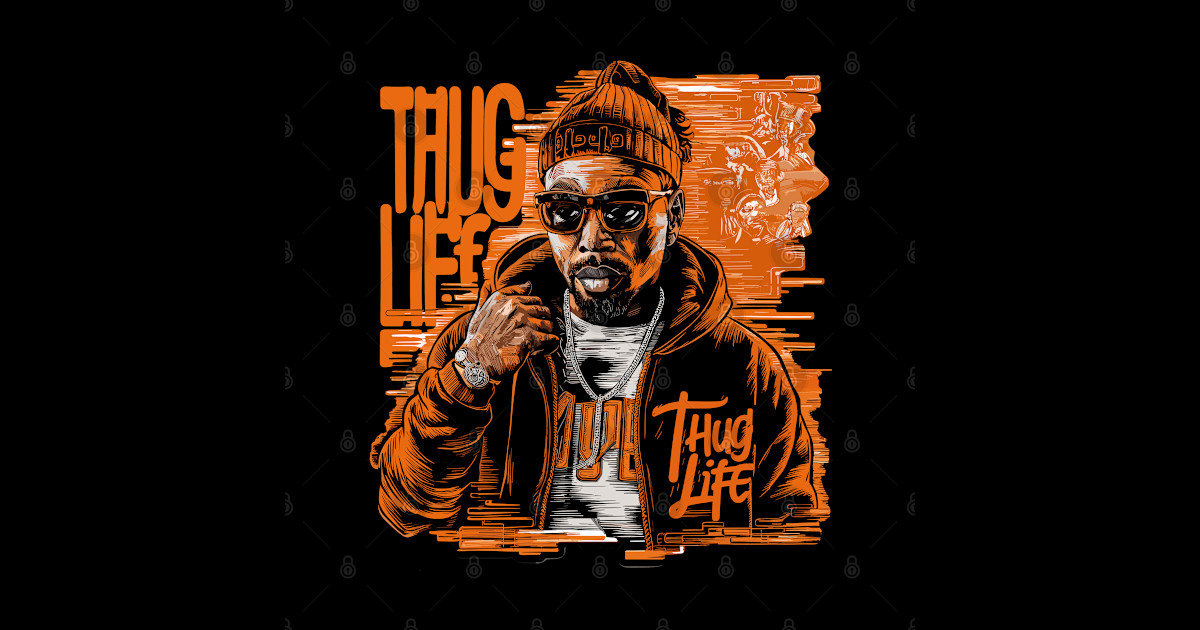 Bold Thug Life Design Featuring Black Man - Thug Life - Sticker | TeePublic