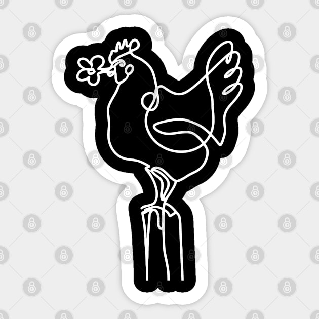 Chicken Line Drawing - Chicken - Sticker | TeePublic