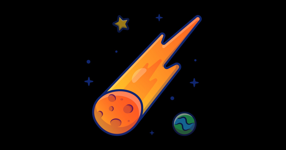 Falling meteor cartoon - Meteorite - Posters and Art Prints | TeePublic
