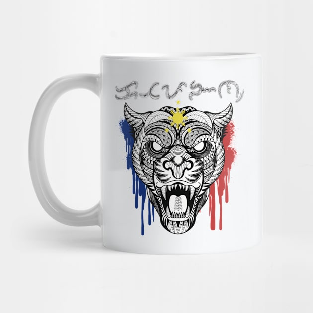 Tribal line Art Tiger / Baybayin word Katapangan (Bravery ...