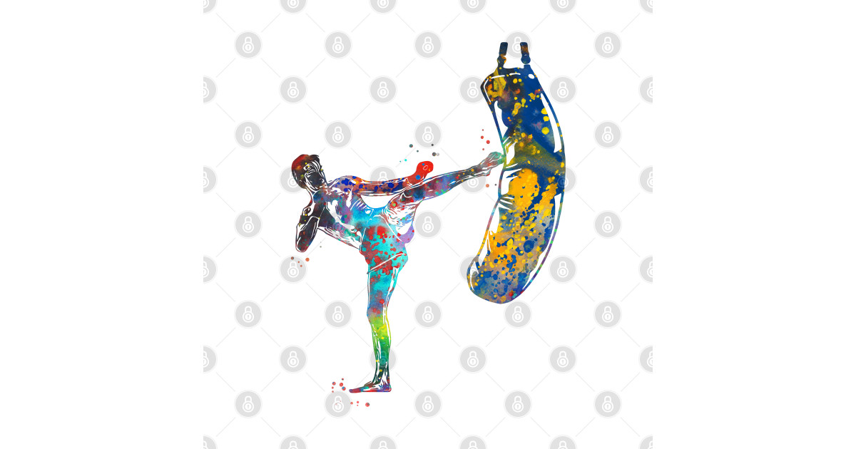 Kickbox Male Martial Artist - Kickbox Artwork - T-Shirt | TeePublic