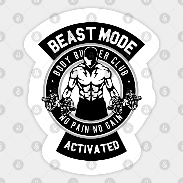 Beast Mode No Pain No Gain - Gym Freak - No Pain No Gain - Sticker ...