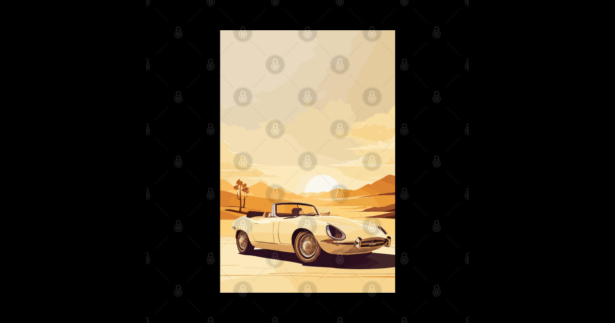 Vintage Car Desert Poster - Classic Cars - Sticker | TeePublic