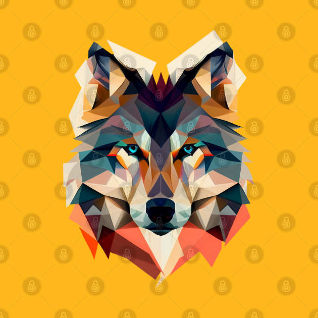 Wolf Geometric Colourful Portrait - Wolf - T-Shirt | TeePublic