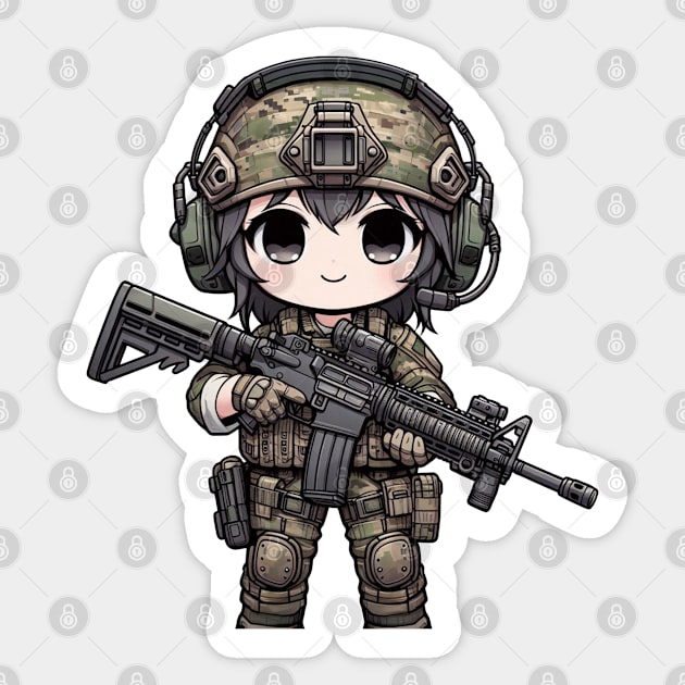 Tactical Chibi Girl - Chibi - Sticker | TeePublic