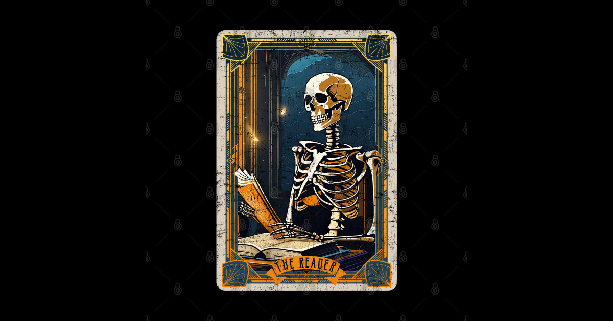 The Reader Retro Skeleton Halloween Tarot Card - The Reader Skeleton ...