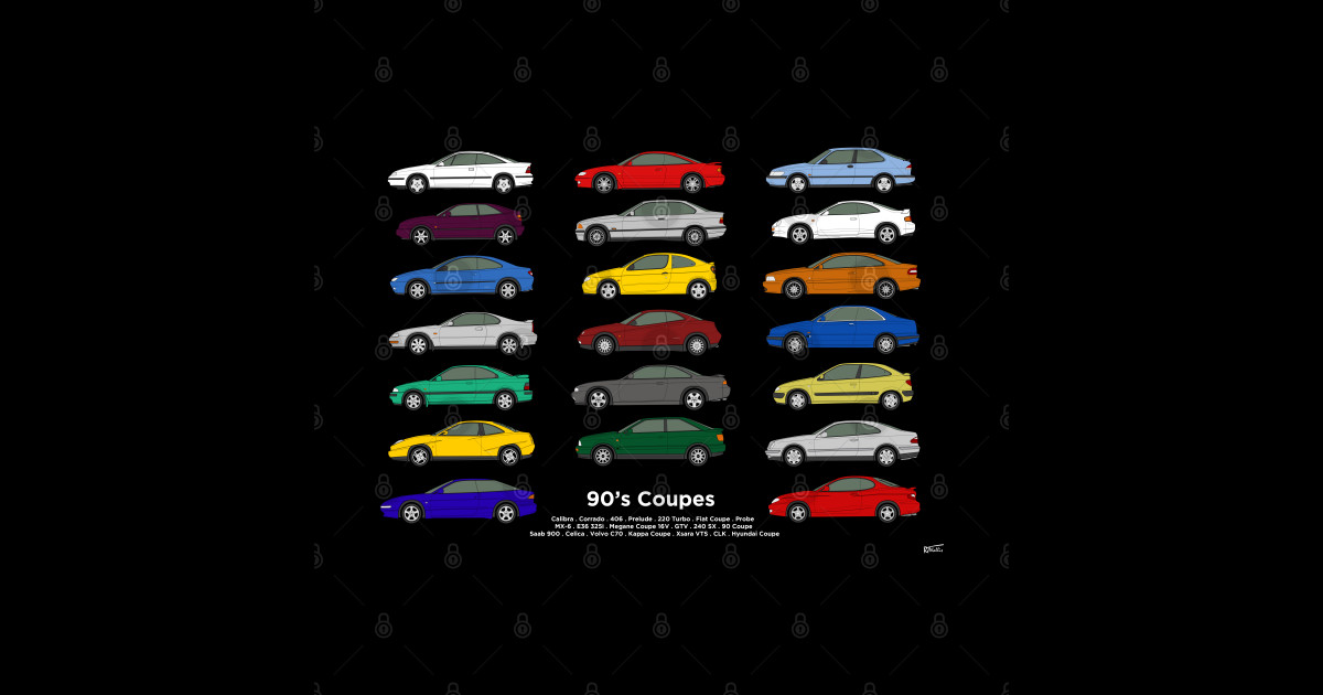 90's coupe classic car collection - Cars - Posters and Art Prints ...