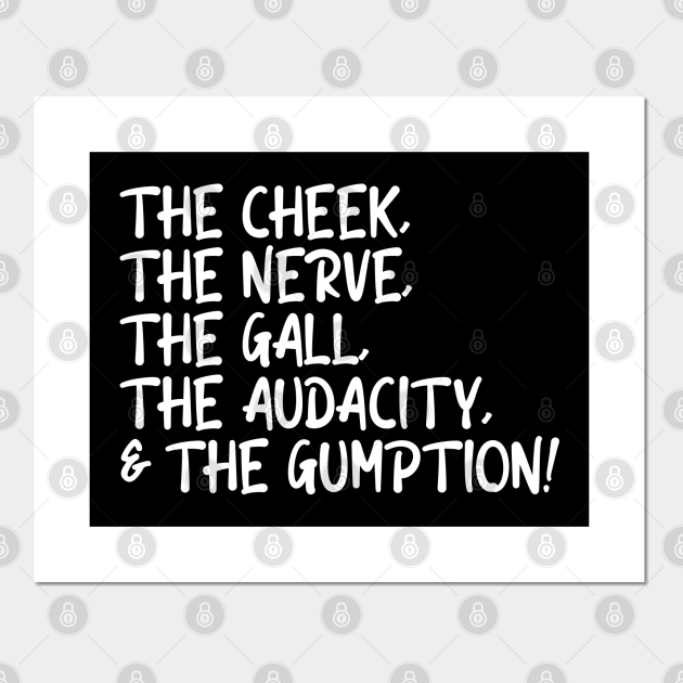 The Cheek, the Nerve, the Gall, the Audacity, and the Gumption - Cheek ...