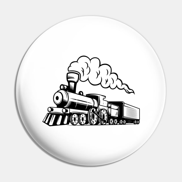 Steam Train Railway Locomotive - Train - Pin | TeePublic