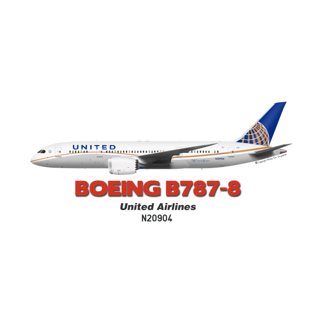 Boeing B787-8 - United Airlines - B788 - T-Shirt | TeePublic