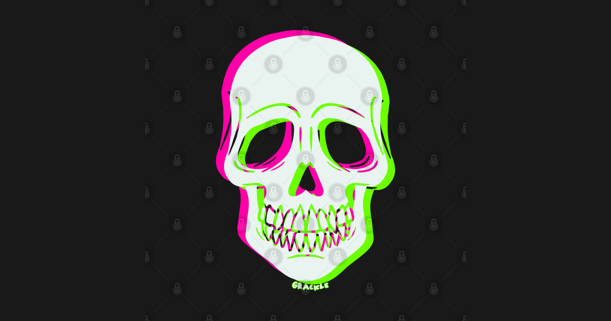 3D Glitch Skull (Pink and Green Version) - Skull - T-Shirt | TeePublic