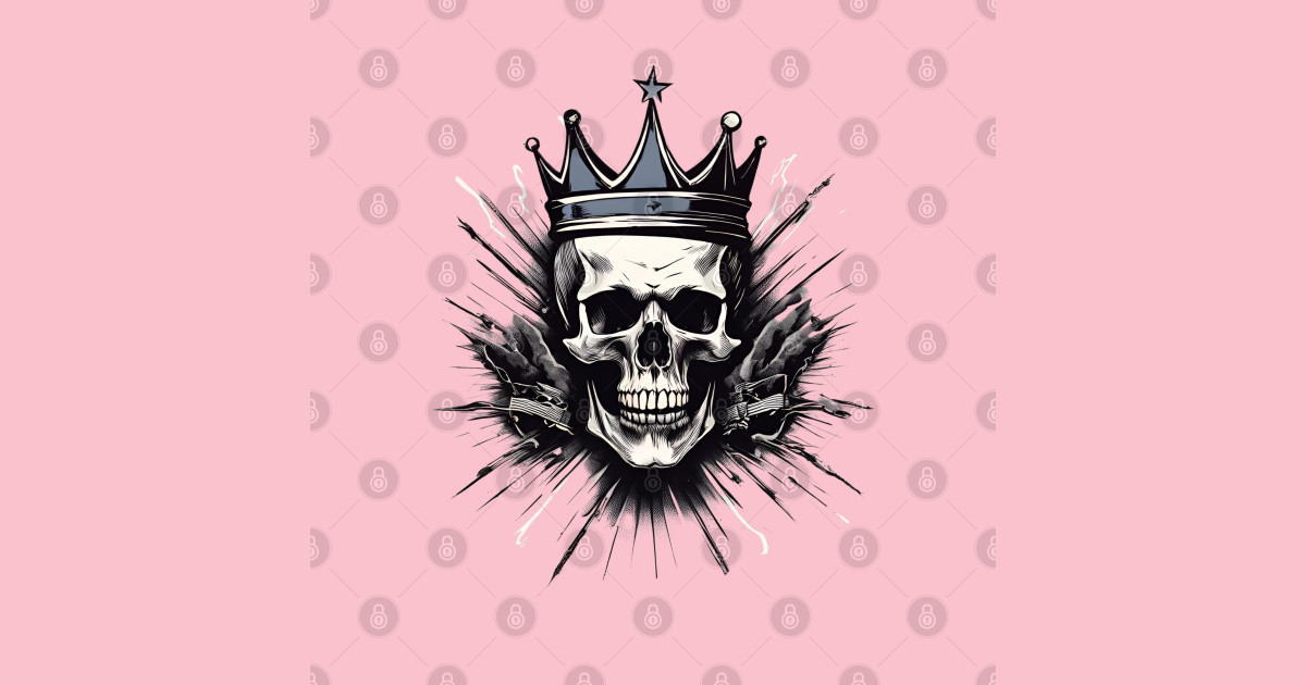 Spiky Skull with Regal Crown Edgy Design - Halloween Gifts - T-Shirt ...
