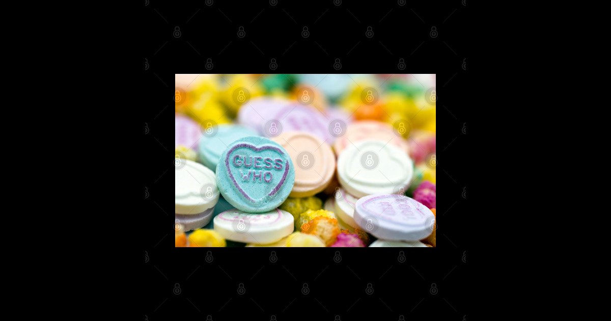 "Guess Who" Love heart sweets - St Valentines Day - Sticker | TeePublic
