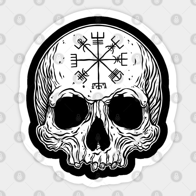 Vegvisir rune skull - Rune Skull - Sticker | TeePublic