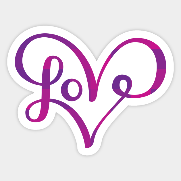 Cute Love Heart Script Lettering - Valentines - Sticker | TeePublic