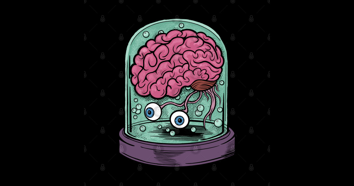 Brain In Glass Jar With Eyes - Brain - Sticker | TeePublic