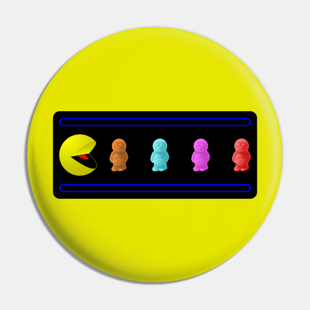Pac Man's Sweet Tooth - Pac Man - Pin | TeePublic