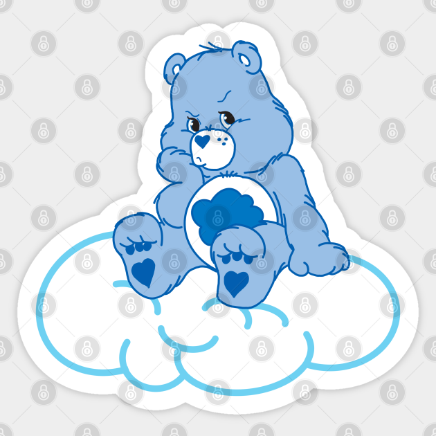 Grumpy Bear pouting on cloud - Grumpy Bear - Sticker | TeePublic