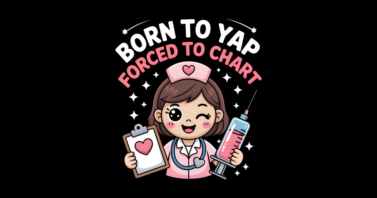 Born To Yap Forced To Chart, Funny Kawaii ER Nurses Women - Nurses ...