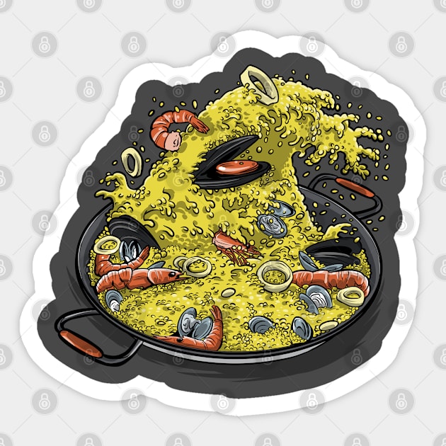 The Great Wave of Paella - Paella - Sticker | TeePublic