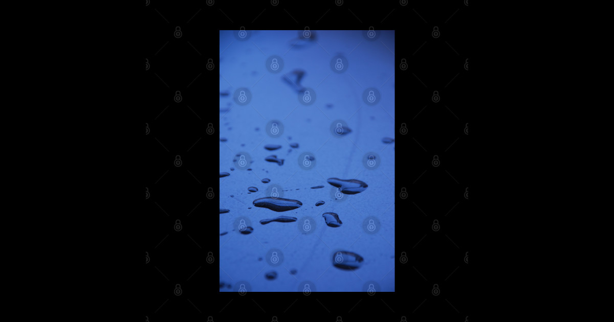 Water Droplets on Blue Table - Water - Sticker | TeePublic