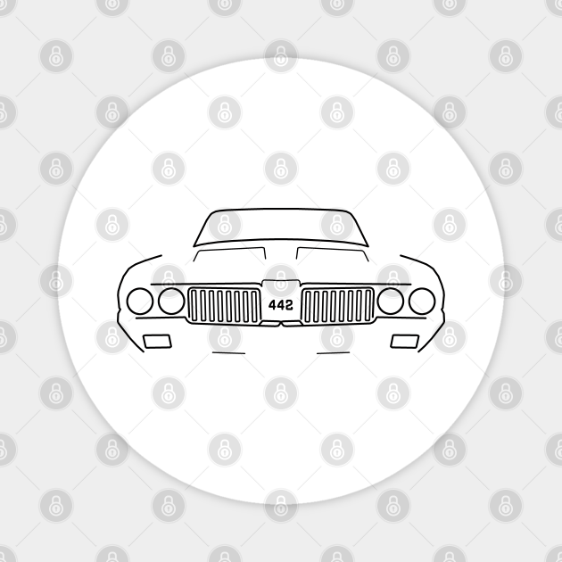 Oldsmobile Cutlass 442 classic car outline graphic (black) - Muscle Car ...