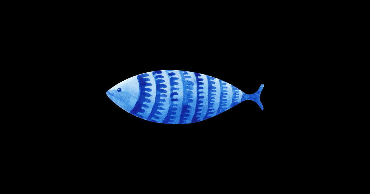 blue fish - Fish - Sticker | TeePublic
