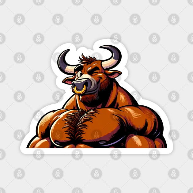 Muscular Winking Bull Anthro Furry Minotaur Design - Furry - Magnet ...
