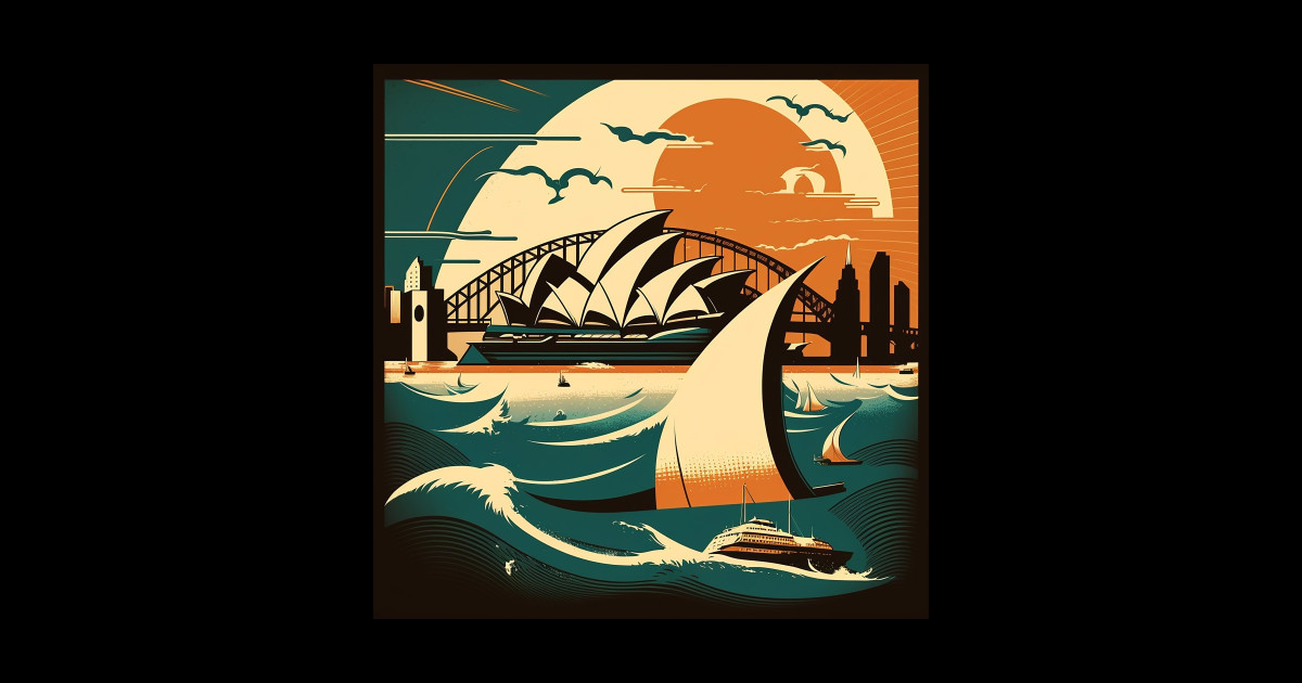 Stylised Sydney Opera House - Sydney Opera House - Sticker | TeePublic