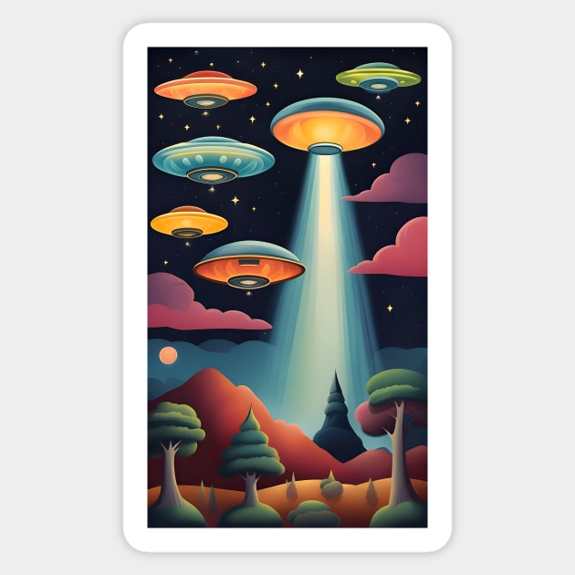 UFOs Forest - Ufo - Sticker | TeePublic