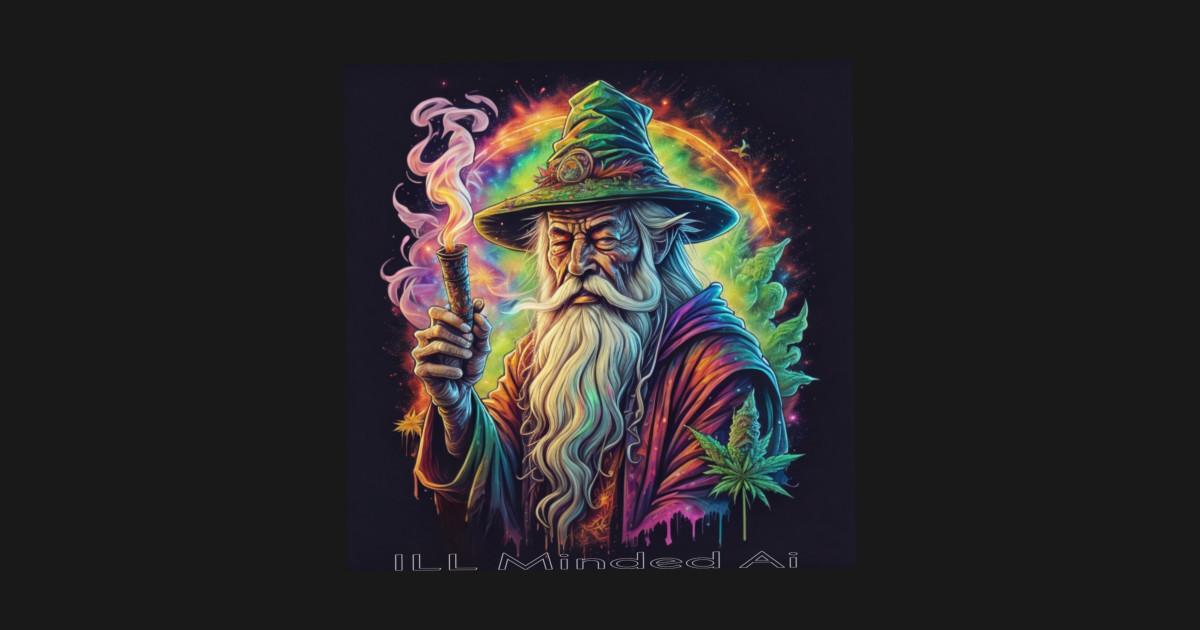 Colorful cannabis wizard - Wizards - T-Shirt | TeePublic