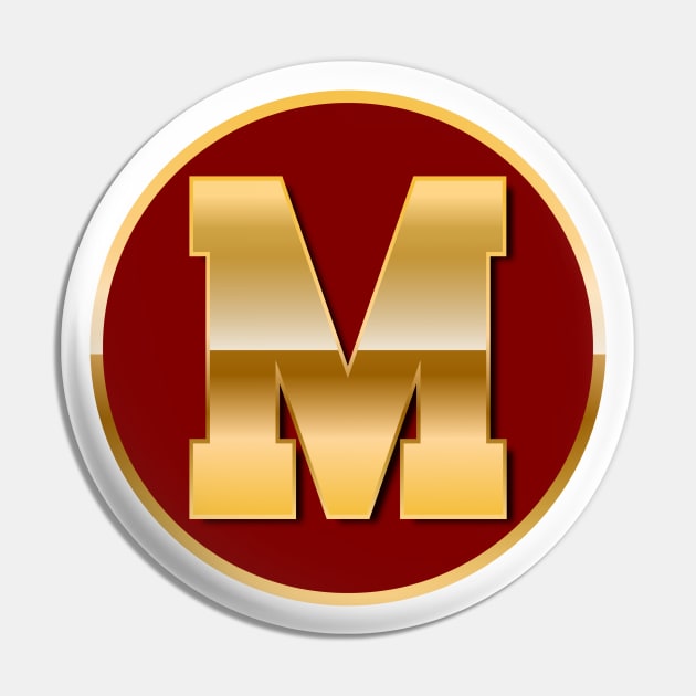 Gold letter M - Letter - Pin | TeePublic