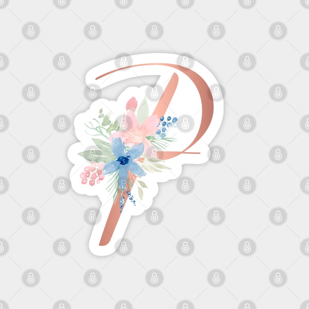 Letter P Rose Gold and Watercolor Blush Pink and Navy - Letter P ...