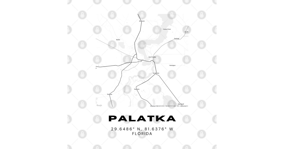 Minimalist Palatka Map Art - Florida City Coordinates Design - Palatka ...