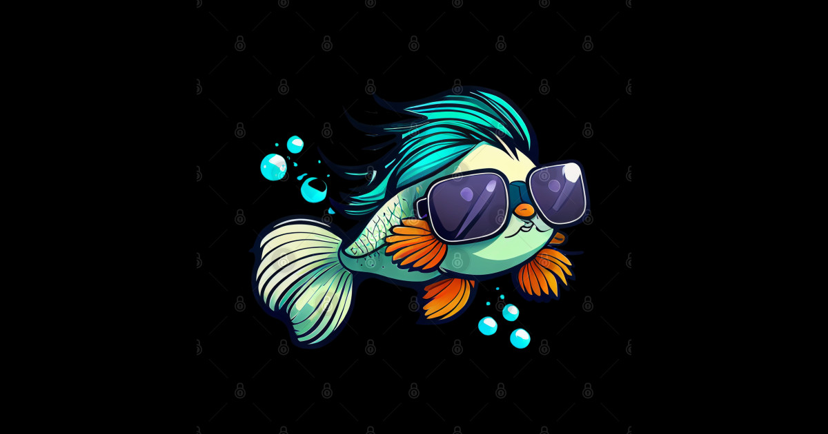 COOL BETTA FISH WITH SUNGLASSES - Betta Fish - Sticker | TeePublic