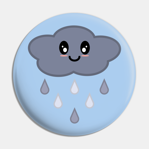 Kawaii Cute Happy Stormy Rain Cloud in Light Blue - Storm Cloud - Pin ...