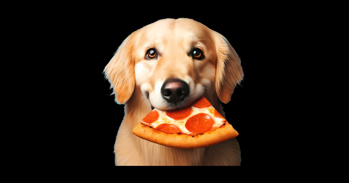 Cute Labrador Dog Eating Pizza - Pizza - Sticker | TeePublic