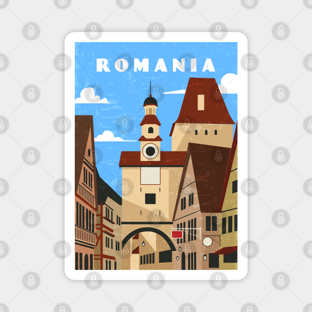 Romania. Retro travel minimalist poster - Romania - Magnet | TeePublic