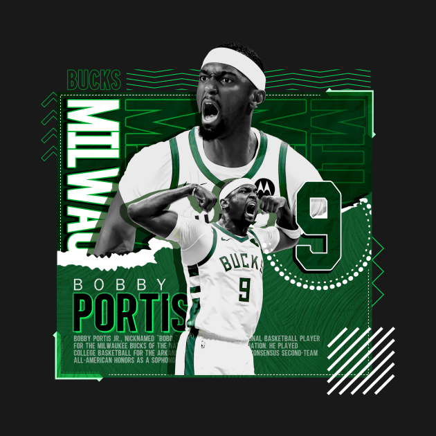 Bobby Portis Basketball Paper Poster Bucks - Bobby Portis - T-Shirt ...