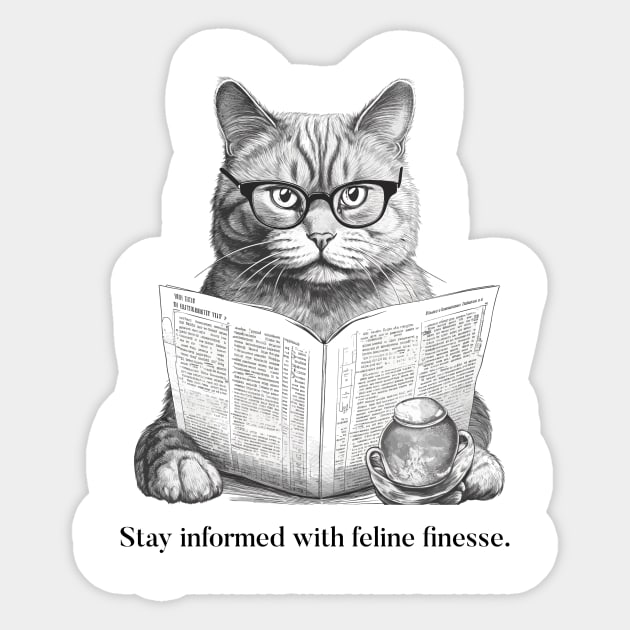 Cat reading paper - Cat Reading - Sticker | TeePublic