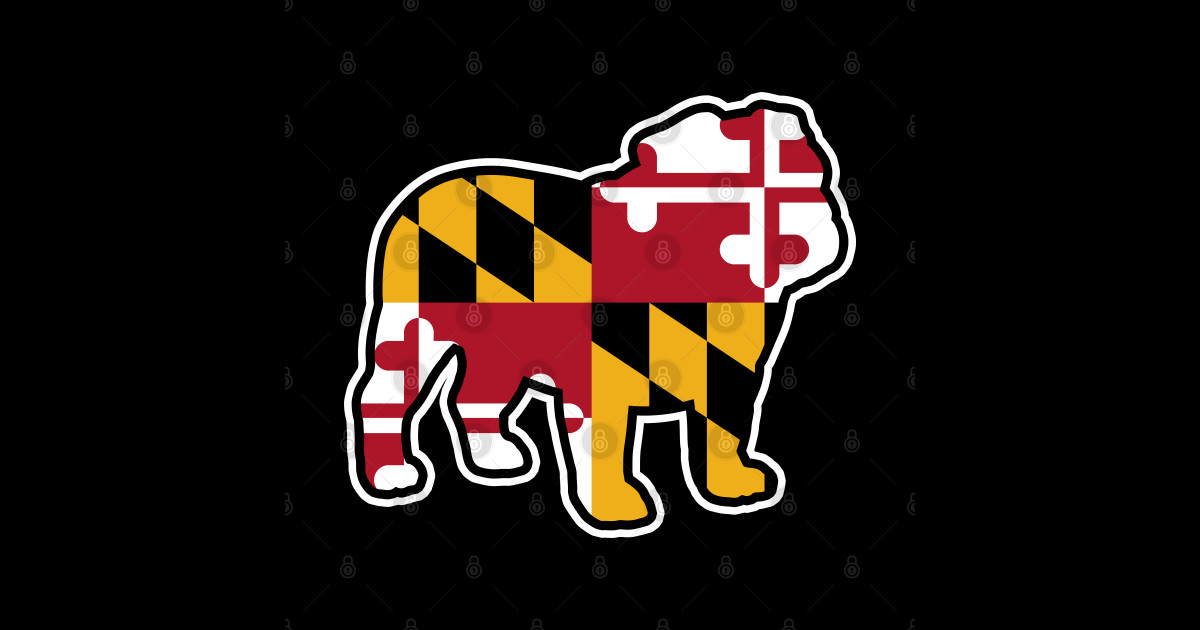 Bulldog Silhouette with Maryland State Flag - Maryland Flag - Sticker ...