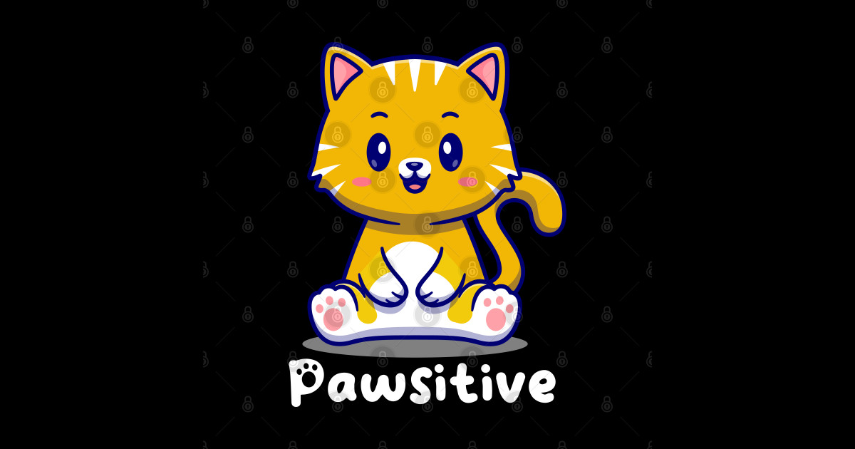 Pawsitive cat positive and cute - Pawsitive - Sticker | TeePublic